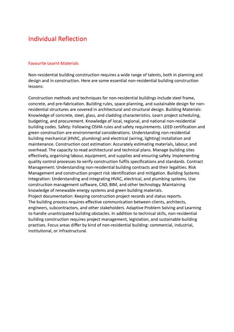 Individual Reflection 22087216 Individual Reflection Favourite Learnt Materials Non