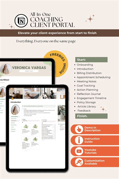 Coaching Client Portal Notion Template Leadership Coaching Client Dashboard Mentorship Portal