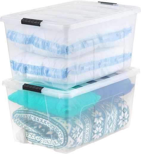 Iris Usa 2 Pack 94 Quart Stackable Plastic Storage Bins With Lids And