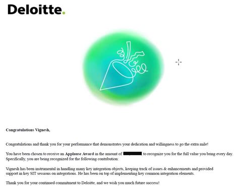 Deloitte Recognition Big4 Award Consulting Gratitude Vignesh Thangavel 16 Comments