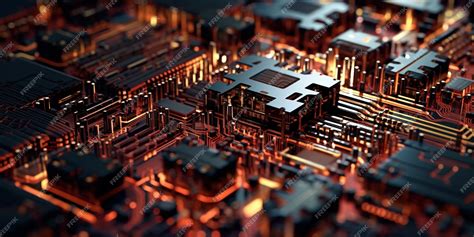 premium ai image abstract computer chip with lights generative ai