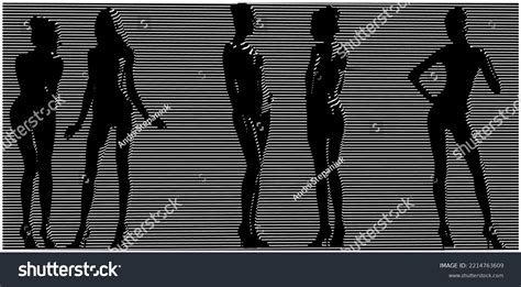 Stylized Vector Illustration Silhouettes Sexy Girls Stock Vector