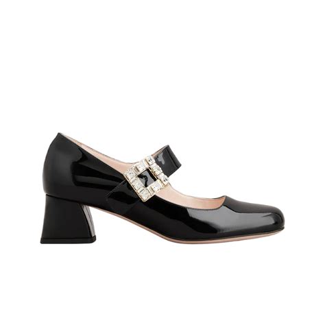 W 로저 비비에 트레 비비에 라인스톤 버클 베이비 펌프스 블랙 Roger Vivier Kream