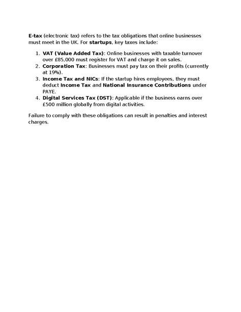 E Tax Effect Of E Tax On Online Start Ups Businesses E Tax