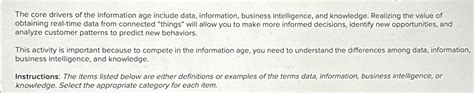 Solved The Core Drivers Of The Information Age Include Data Chegg
