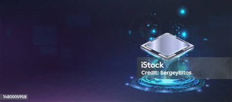 조명 및 광선 효과가 있는 프레젠테이션 마이크로칩 프로세서 3차원 형태에 대한 스톡 벡터 아트 및 기타 이미지 3차원 형태 Cpu 가상현실 Istock