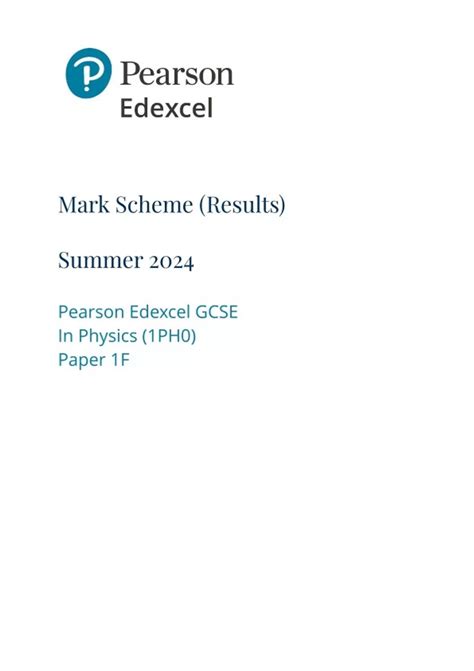 Pearson Edexcel Level 1 Level 2 Gcse 9 1 Physics Paper 1 Foundation Tier June 2024 Question