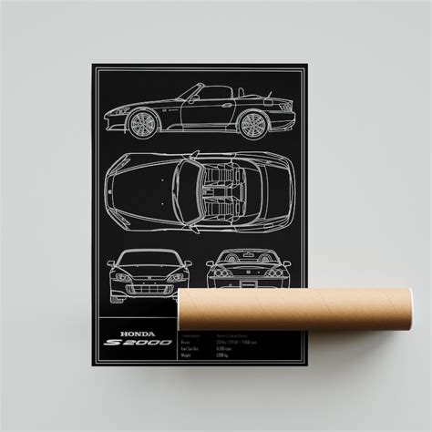 Honda S2000 Ap2 Blueprint Poster Etsy