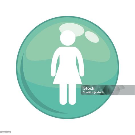 Female Gender Figure Button Icon Stock Illustration Download Image