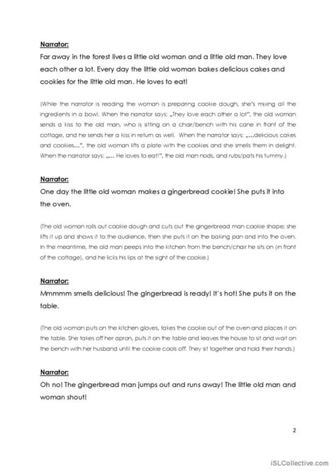The Gingerbread Man Play Script So English Esl Worksheets Pdf And Doc
