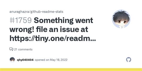 Something Went Wrong File An Issue At Https Tiny One Readme Stats