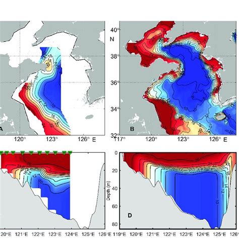 Bottom Temperature Distribution Of In Situ Observations A And Monthly