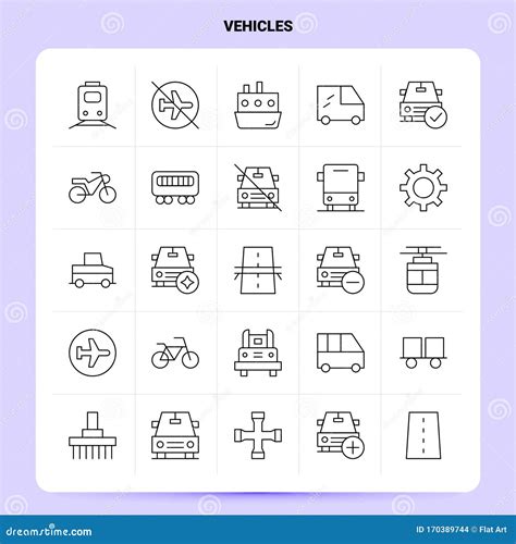 Outline 25 Vehicles Icon Set Vector Line Style Design Black Icons Set Linear Pictogram Pack