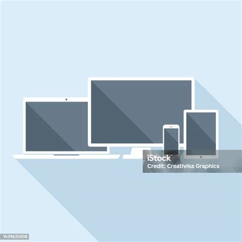 Tablet Laptop Smartphone And Desktop Computer Mockup向量圖形及更多口袋圖片 Istock