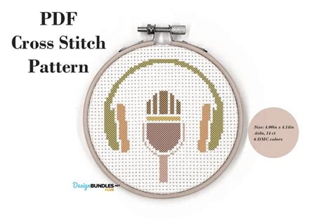 Headphones With Microphone Cross Stitch Pattern Pdf File