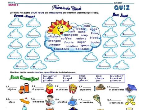 Count Nouns Mass Nouns And Noun Quantifiers Worksheet For 2nd 3rd
