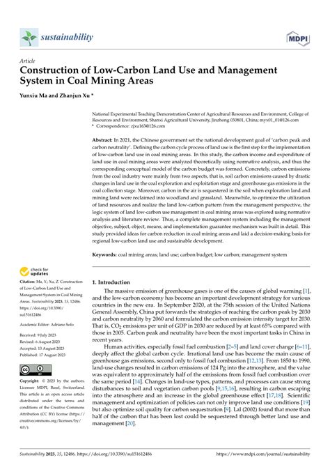 Pdf Construction Of Low Carbon Land Use And Management System In Coal