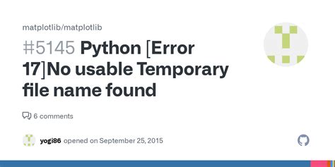 Python Error No Usable Temporary File Name Found Issue Matplotlib Matplotlib GitHub