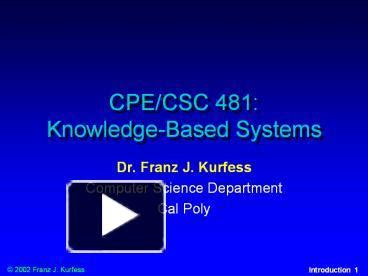 Ppt Cpe Csc Knowledge Based Systems Powerpoint Presentation