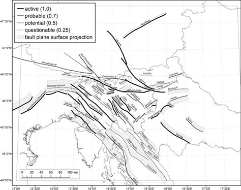 Seismogenic Fault F Source Model Fault Traces And Fault Plane
