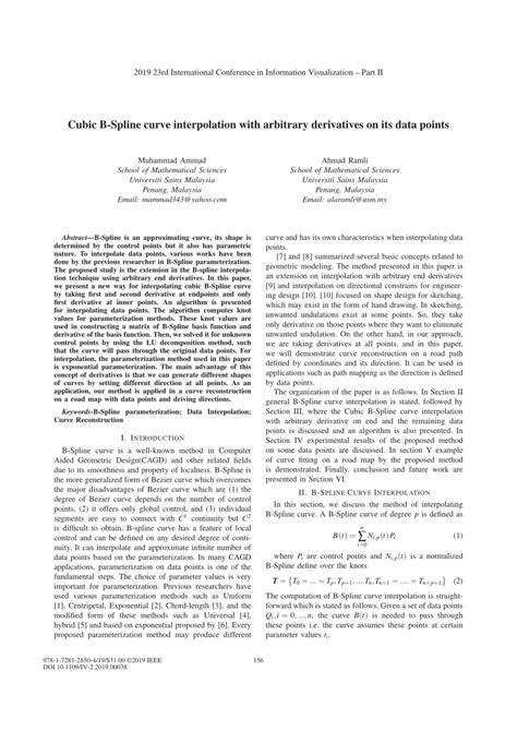 Pdf Cubic B Spline Curve Interpolation With Arbitrary Derivatives On Its Data Points