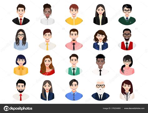 Big Bundle Different People Avatars Set Male Female Portraits Men Stock