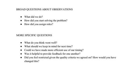 Edu Debriefing Questions Observation Keep In Mind Mindfulness