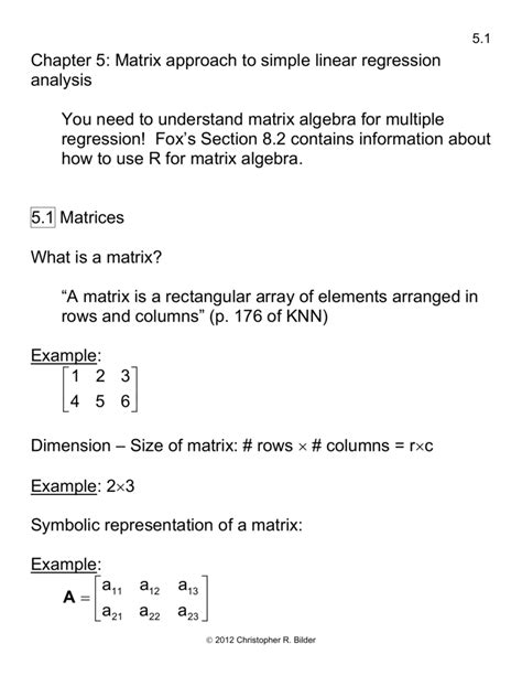 Chapter Matrix Approach To Simple Linear