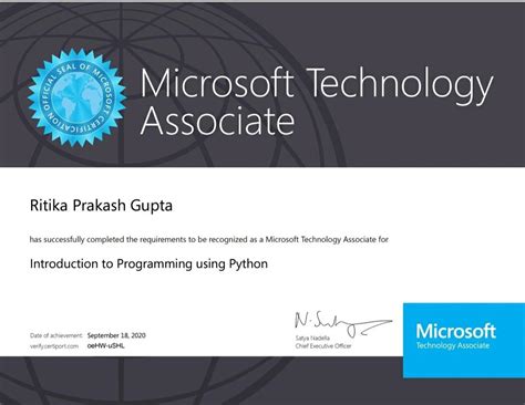 Ritika Gupta On Linkedin Successfully Completed Mta Certification In Programming Using Python