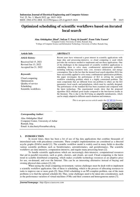 Pdf Optimized Scheduling Of Scientific Workflows Based On Iterated