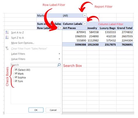Filtering Data In An Excel Pivot Table
