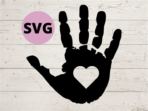 Handprint SVG With Heart Cut Out For Vinyl Decal Vector Image Cut