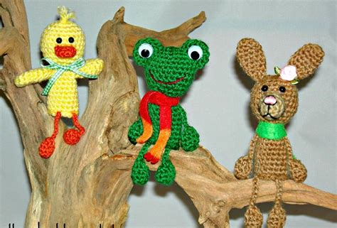 Baumelbeine Fingerpuppen Teil 1 Frosch Hase Ente Häkelanleitung als
