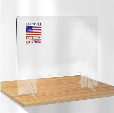 Protective Sneeze Guard 14 Thick 36 W X 24 H With Opening Clear