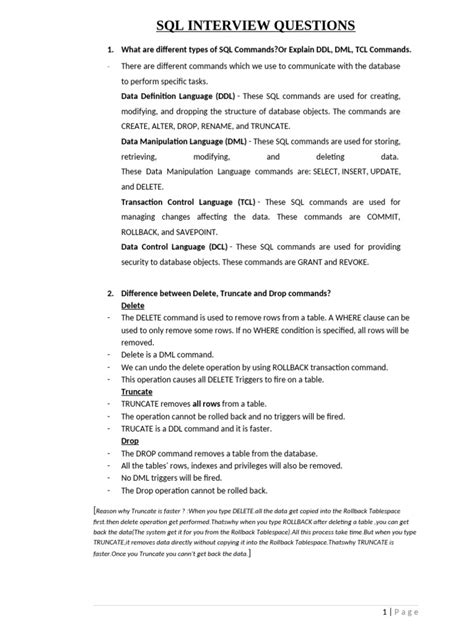 Sql Questions Answers V3 Pdf Database Index Database Transaction