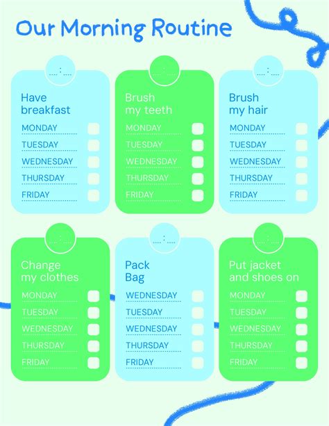 Calendars And Planners Morning Routine Printables Free Coloring