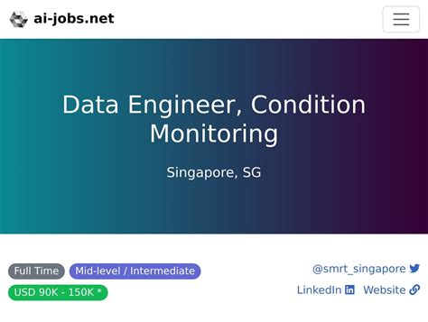 [hiring] Data Engineer Condition Monitoring In Singapore Sg R Ai Ml Jobs