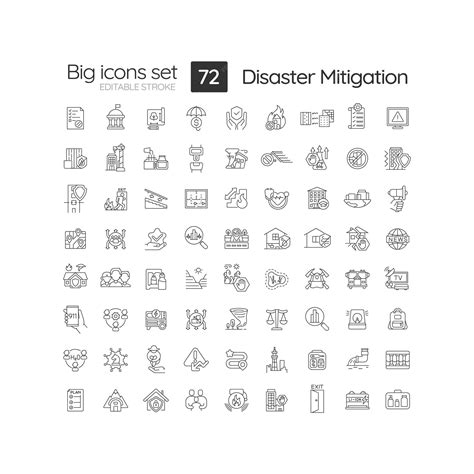 Premium Vector Disaster Mitigation Linear Icons Set
