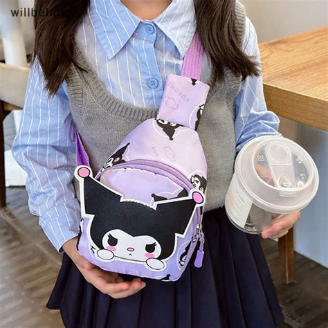 三麗鷗 Oukwca 兒童胸包 Hello Kitty Sanrio Kuromi Pochacco 斜挎包 Cinna 蝦皮購物