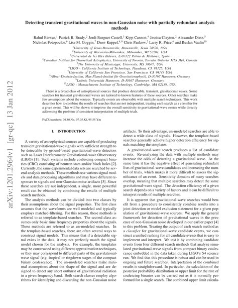 Pdf Detecting Transient Gravitational Waves In Non Gaussian Noise