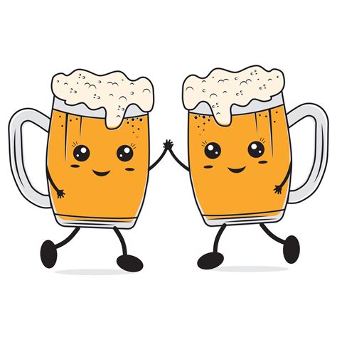 A Cute Funny Beer Mug Character Hand Drawn Illustration Of A Kawaii