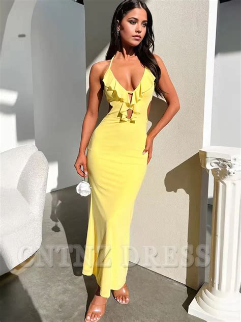 Wholesa Elegant Sleeveless Sexy Backless Bodycon High Split Formal Dre