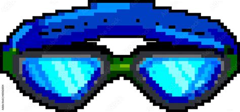 Diving Pool Goggles Game Pixel Art Retro Vector Bit Diving Pool