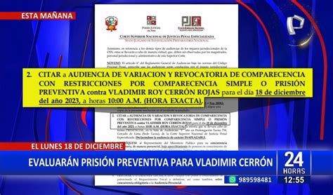 Vladimir Cerrón Pj Evaluará Prisión