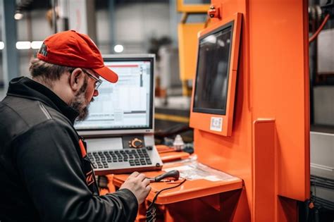 Premium Ai Image Cnc Machine Operator Checking Dimension Of Finished