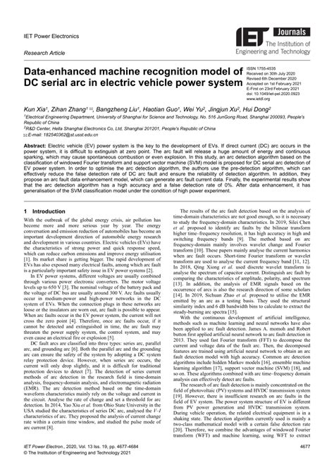 Pdf Data Enhanced Machine Recognition Model Of Dc Serial Arc In Electric Vehicle Power System