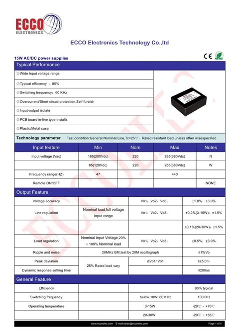 Dual Output Isolated PCB Mounted W AC DC Converter V V To V V V V V V V V