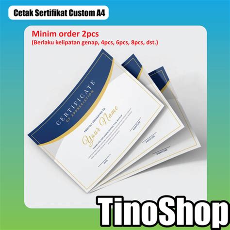 Jual Cetak Sertifikat Custom A Print Piagam Custom Murah AC Gsm Sisi Jakarta Pusat