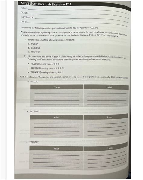 Solved SPSS Statistics Lab Exercise Chegg