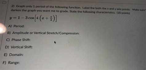 Solved 2 Graph Only 1 Period Of The Following Function